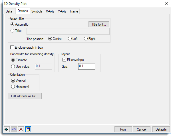 1D Density Plot - Options • Genstat v22