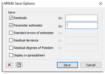 ARIMA Save Options • Genstat v22
