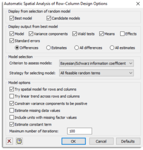 Automatic Spatial Analysis of Row-Column Design Options • Genstat v22