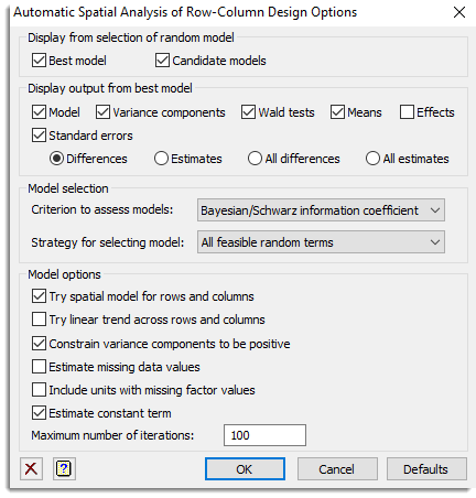 Automatic Spatial Analysis of Row-Column Design Options • Genstat v22