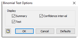One and two Sample Binomial Test Options • Genstat v22
