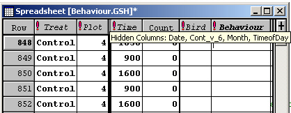 Hide/Show Columns in a Spreadsheet • Genstat v22
