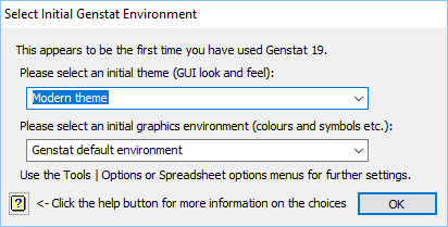 Select Initial Genstat Environment • Genstat v22