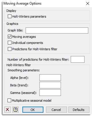 Moving Average Options • Genstat v22