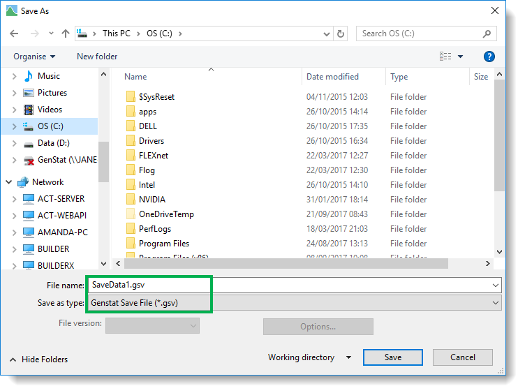 Saving and Re-opening a Genstat Save file (.gsv) • Genstat v22