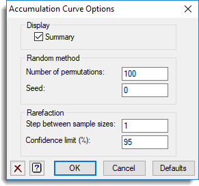 Species Accumulation Curves Options • Genstat v22