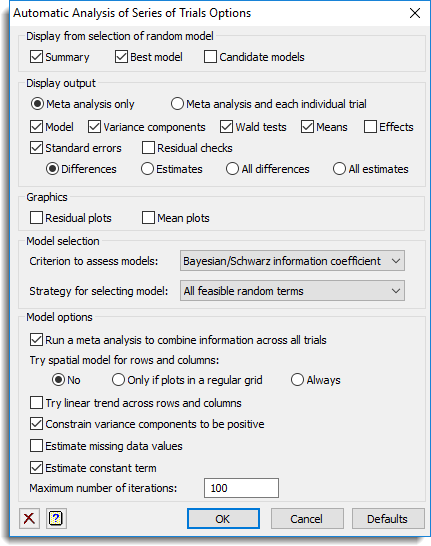Automatic Analysis of Series of Trials Options • Genstat v22