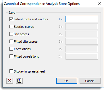Canonical Correspondence Analysis Store Options • Genstat v22