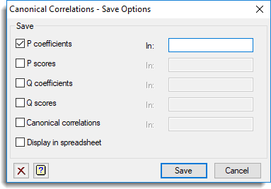 Canonical Correlations Save Options • Genstat v22