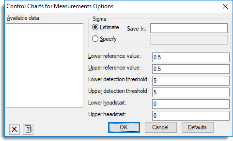 Control Charts for Measurements (CUSUM) Options • Genstat v22