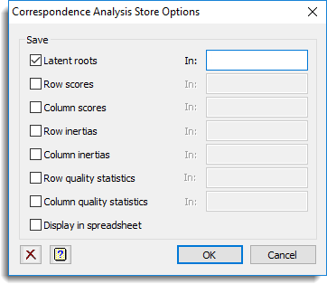 Correspondence Analysis Store Options • Genstat v22
