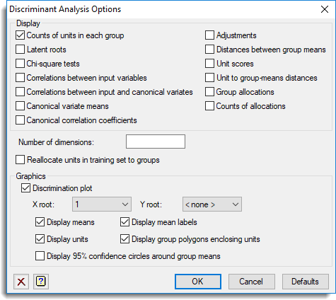 Linear Discriminant Analysis Options • Genstat v22
