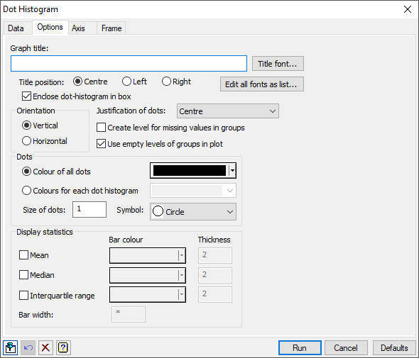 Dot Histogram - Options • Genstat v22