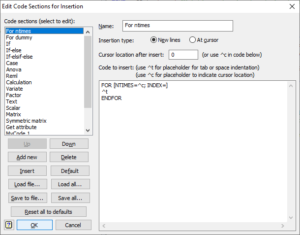 Edit Code Sections for Insertion • Genstat v22