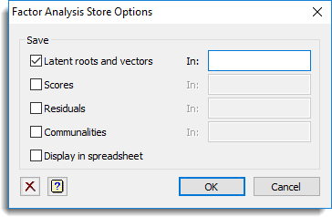 Factor Analysis Store Options • Genstat v22