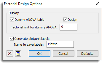 Factorial Design Options • Genstat v22
