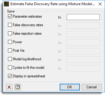 False Discovery Rate using a Mixture Model Store Options • Genstat v22