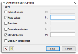 Fit Distribution Save Options • Genstat v22