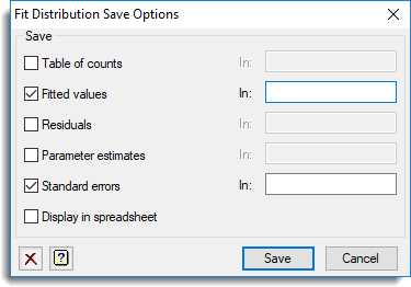 Fit Distribution Save Options • Genstat v22