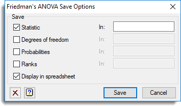 Friedman's ANOVA Save Options • Genstat v22