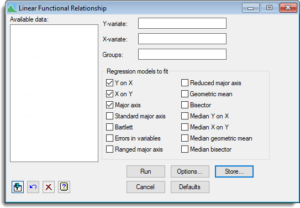 Linear Functional Relationship • Genstat v22