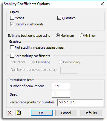 Stability Coefficients Options • Genstat v22