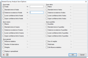 General Survey Analysis Save Options • Genstat v22