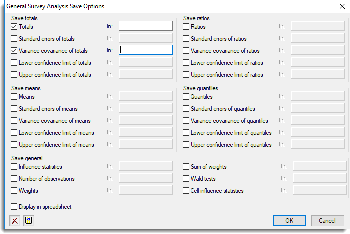 General Survey Analysis Save Options • Genstat v22