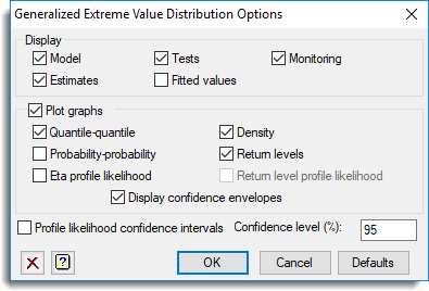 Generalized Extreme Value Distribution Options • Genstat v22