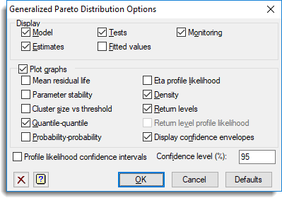 Generalized Pareto Distribution Options • Genstat v22