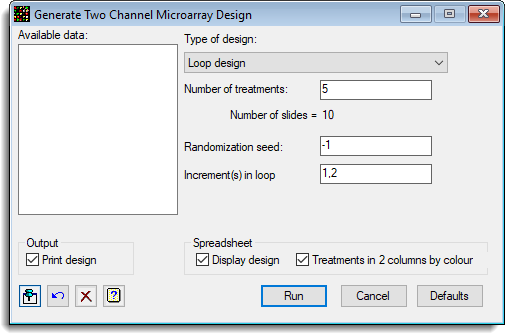 Generate Two Channel Microarray Design • Genstat v22