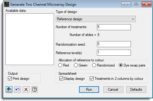 Generate Two Channel Microarray Design • Genstat v22