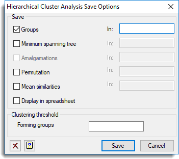Hierarchical Cluster Analysis Save Options • Genstat v22