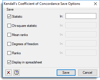 Kendall's Coefficient of Concordance Save Options • Genstat v22