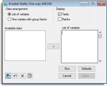 Kruskal-Wallis One-way ANOVA • Genstat v22