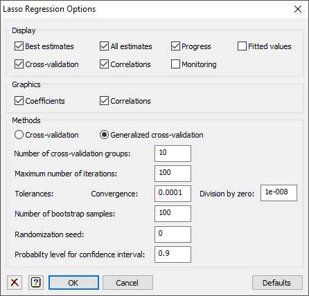 Lasso Regression Options • Genstat v22