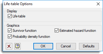 Life Table Options • Genstat v22