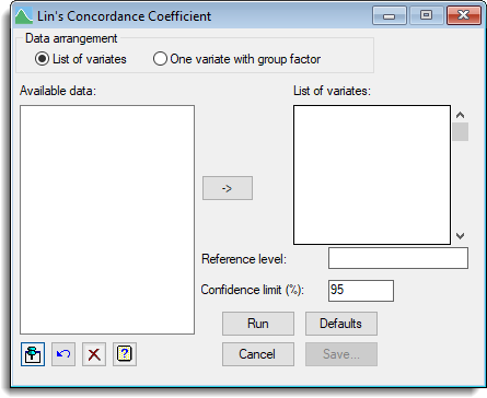 Lin's Concordance Coefficient • Genstat v22