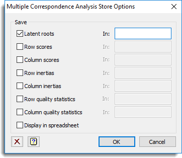 Multiple Correspondence Analysis Store Options • Genstat v22