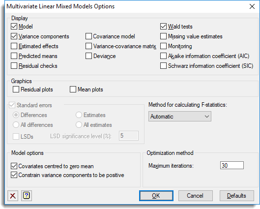 Multivariate Linear Mixed Models Options • Genstat v22