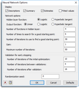 Neural Network Options • Genstat v22