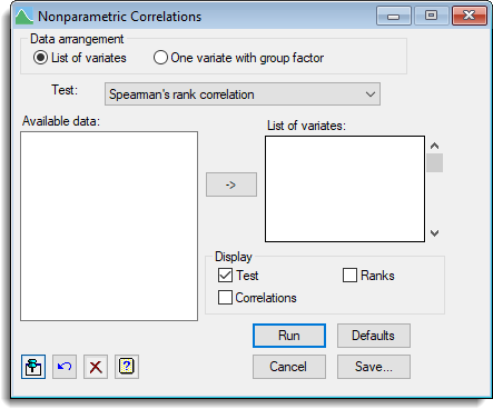 Nonparametric Correlations • Genstat v22