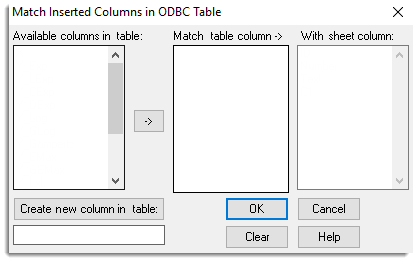 Column Matching Between Spreadsheet and Database Table • Genstat v22