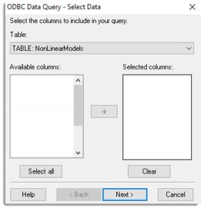 ODBC Data Query - Select Data • Genstat v22
