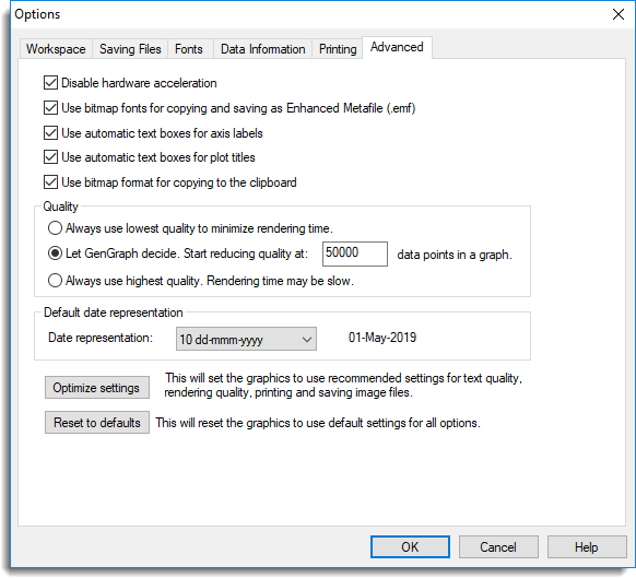 Options - Advanced • Genstat v22