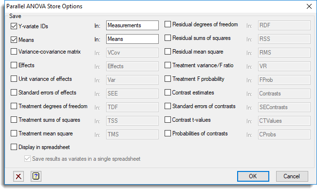 Parallel ANOVA Store Options • Genstat v22