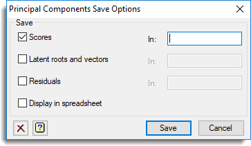Principal Components Analysis Save Options • Genstat v22