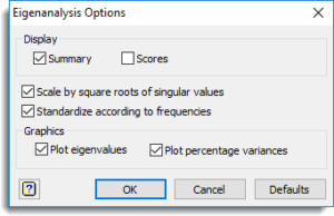 Eigenanalysis Options • Genstat v22