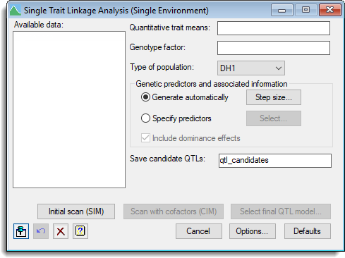 Single Trait Linkage Analysis (Single Environment) • Genstat v22
