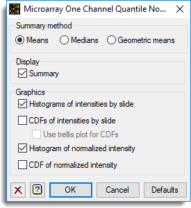 Microarray One Channel Quantile Normalization Options • Genstat v22